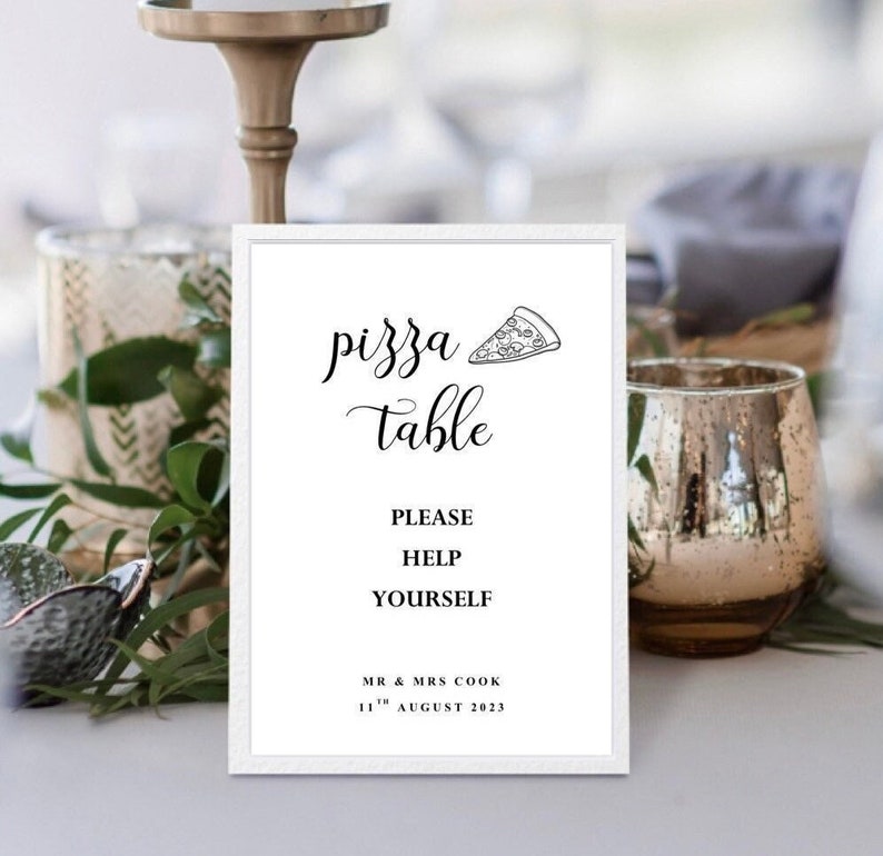 Pizza Table Sign Wedding Pizza Sign Help Yourself to Pizza - Etsy