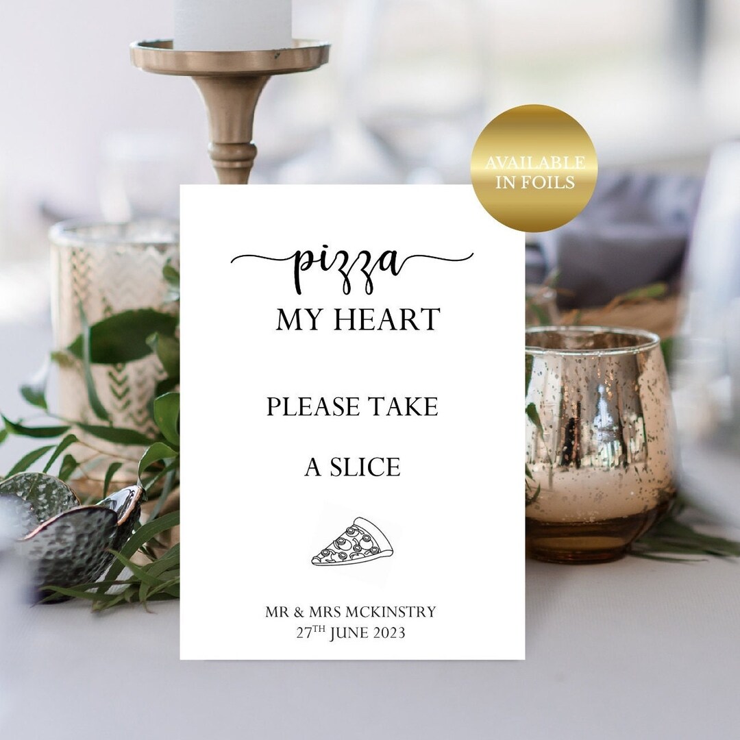 Pizza Table Sign Wedding Pizza Sign Help Yourself to Pizza - Etsy