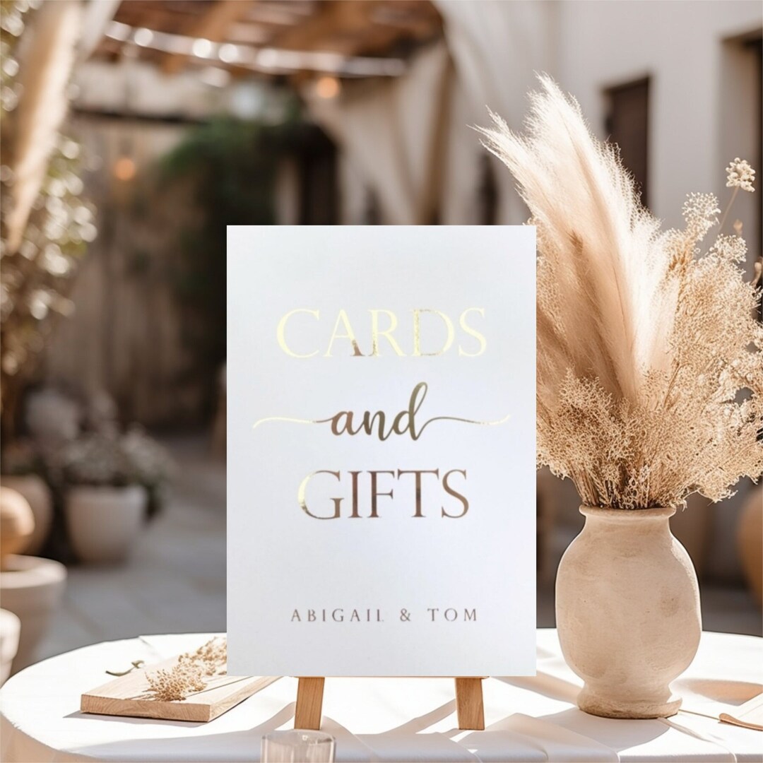 Cards and Gifts Sign Gold Foil Card Sign Gold Wedding Decor Gold ...