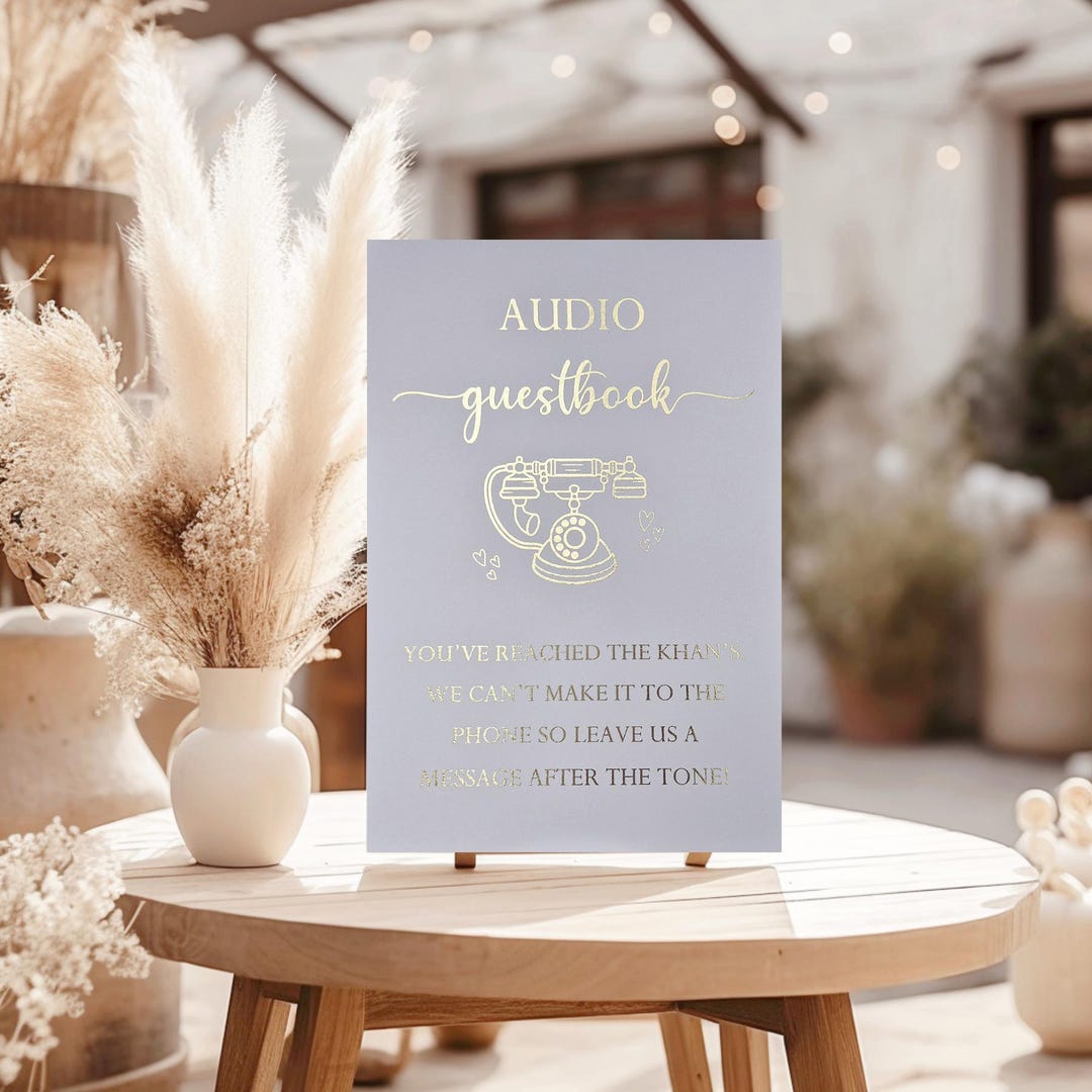 Telephone Guest Book Sign Wedding Audio Guest Book Gold Wedding Sign ...