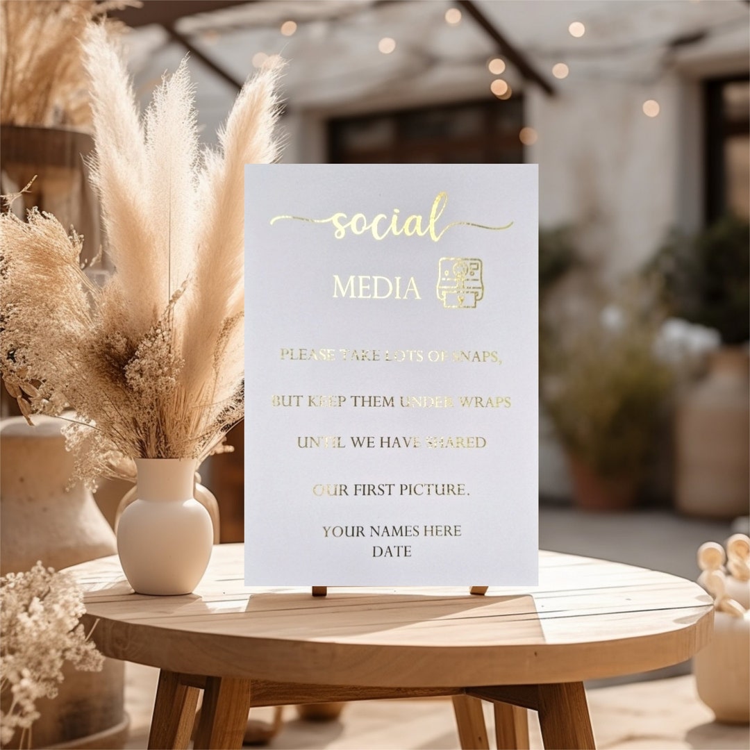 Social Media Sign Unplugged Ceremony Welcome Sign Template, Wedding ...