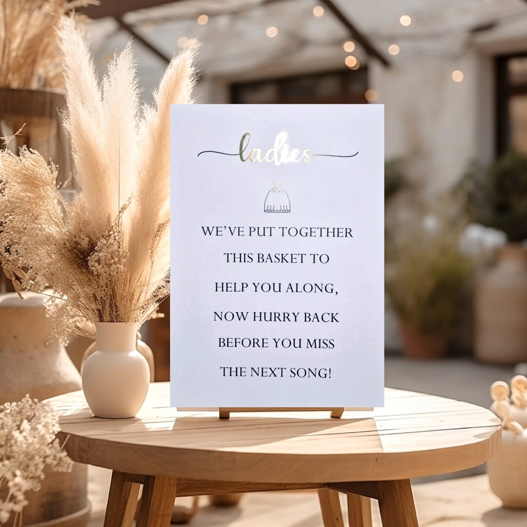 Bathroom Basket Sign Wedding Basket Sign Gold Bathroom Basket Sign ...