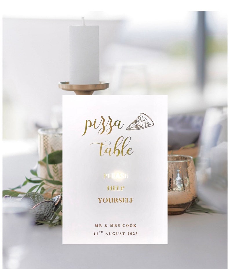 Pizza Table Sign Wedding Pizza Sign Help Yourself to Pizza - Etsy