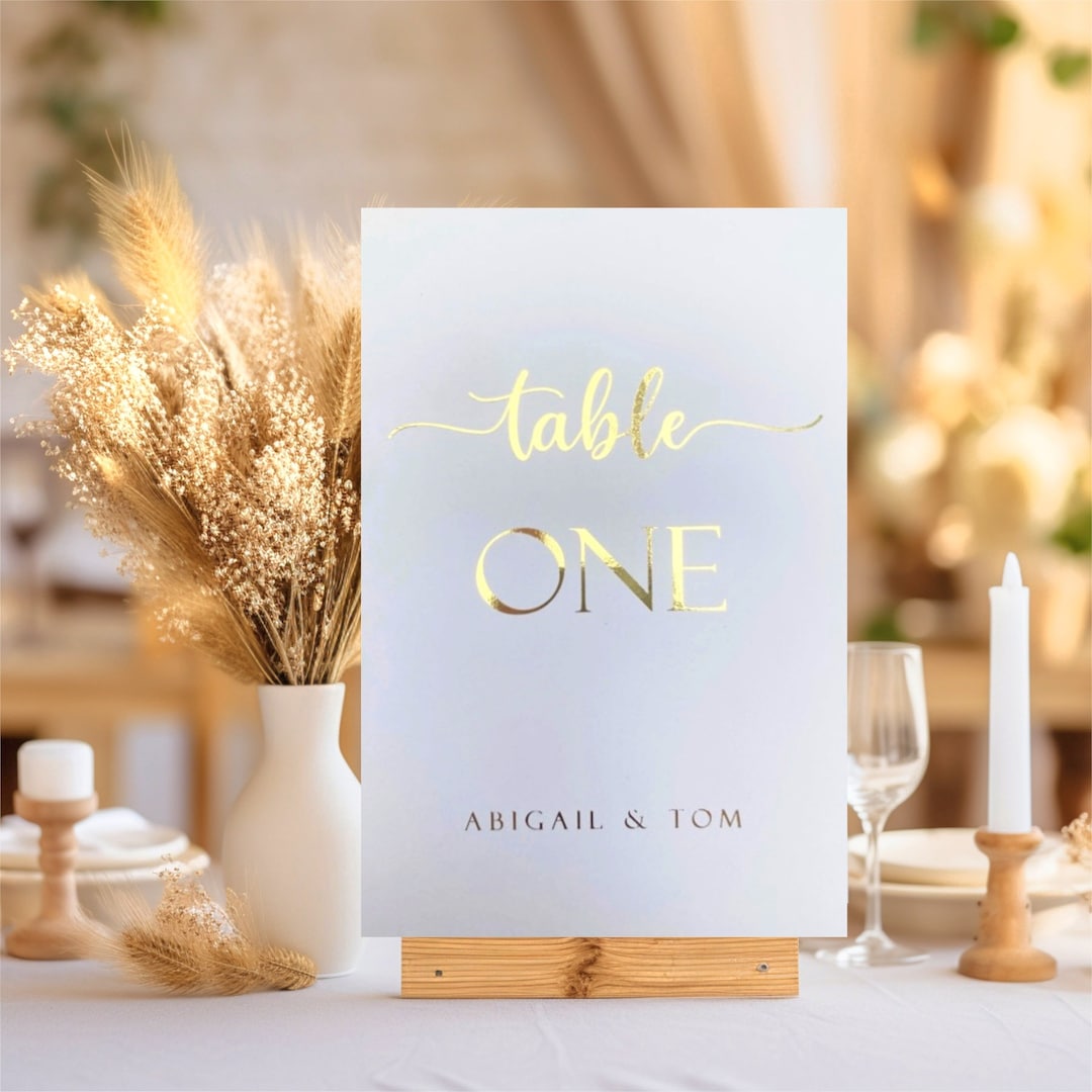 A6 Wedding Table NAME Cards Numbers Foil Table Numbers Table Numbers ...