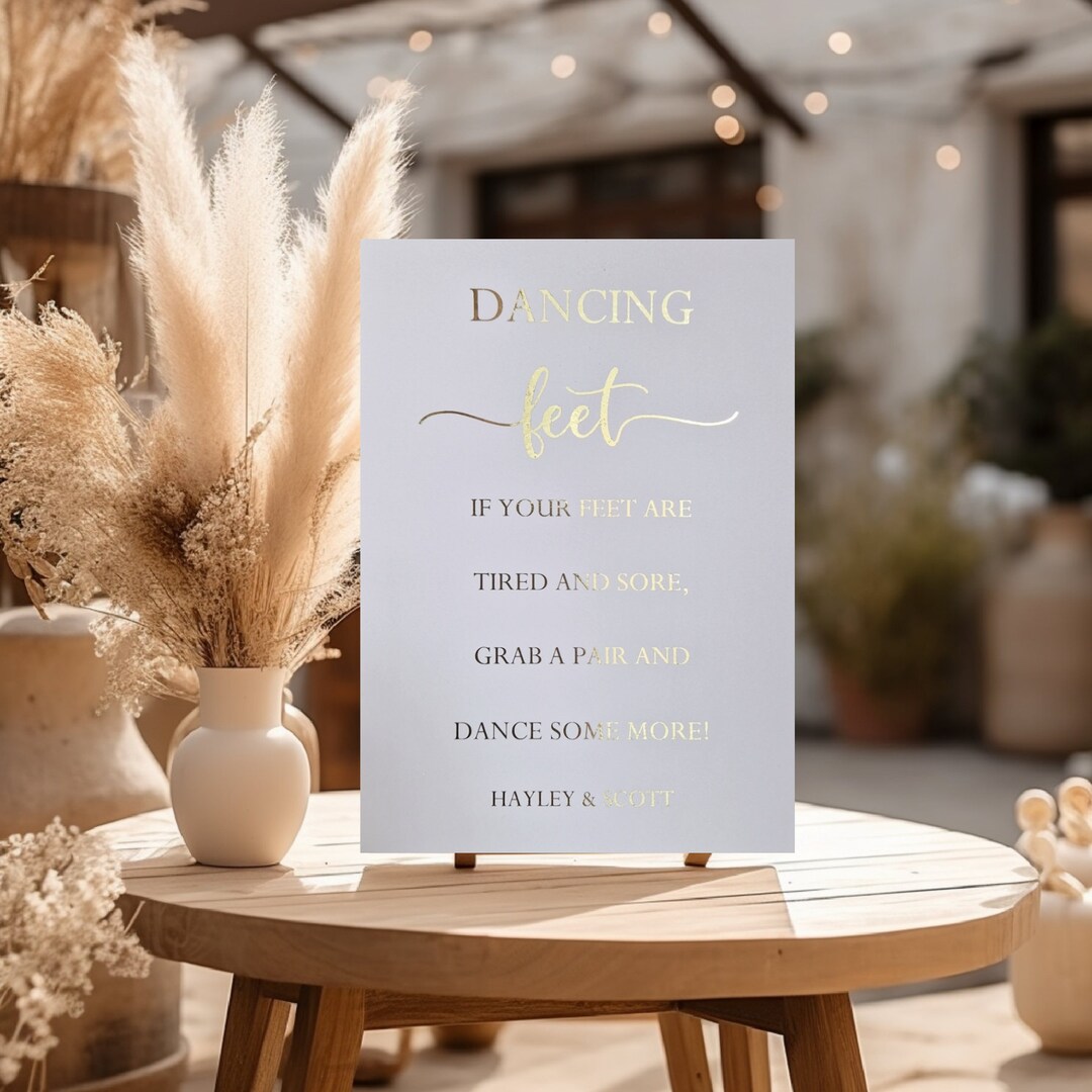 Gold Foil Dancing Feet Wedding Sign: Flip Flop Basket Decor - Etsy UK