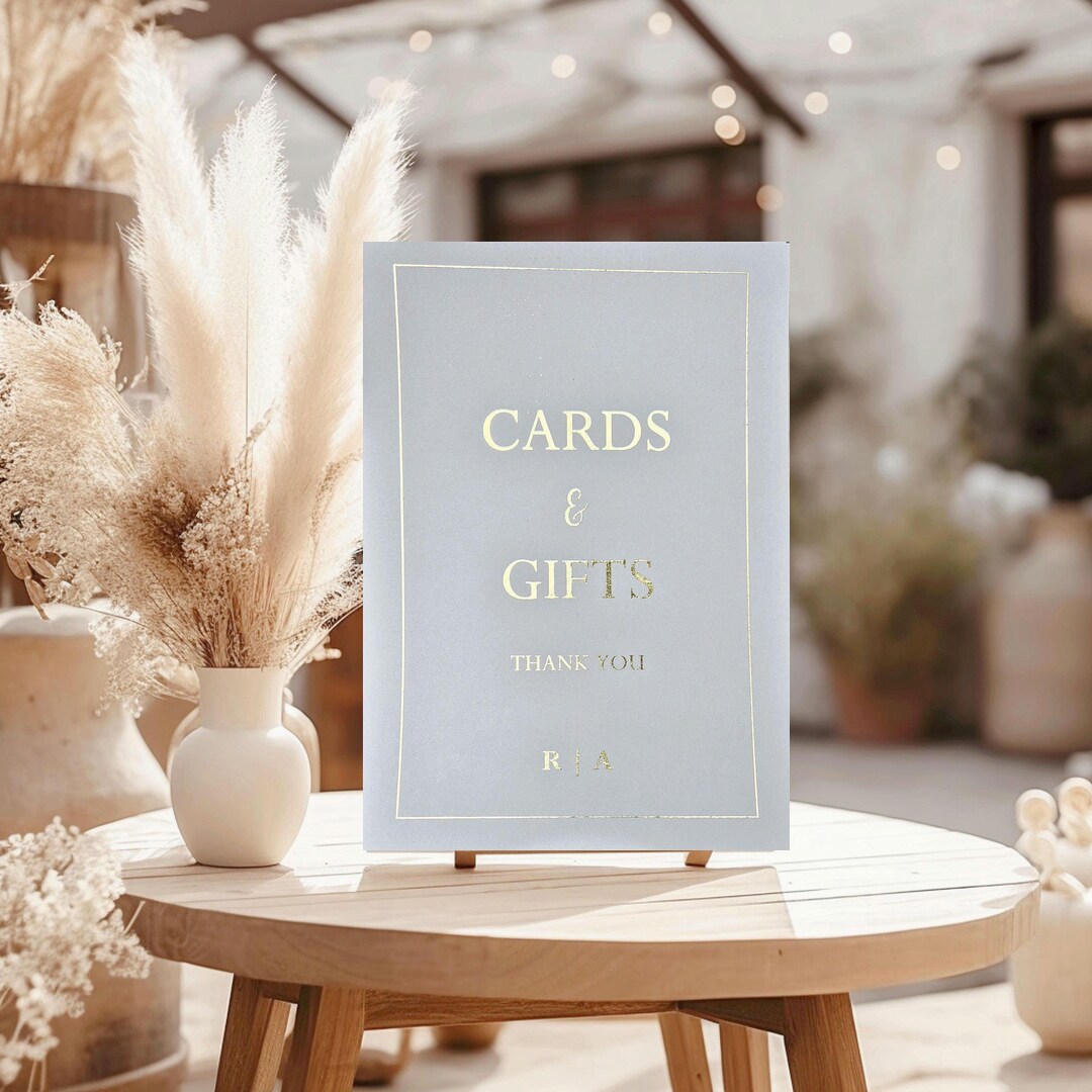 Cards and Gifts Sign Gold Foil Card Sign Gold Wedding Decor Gold ...