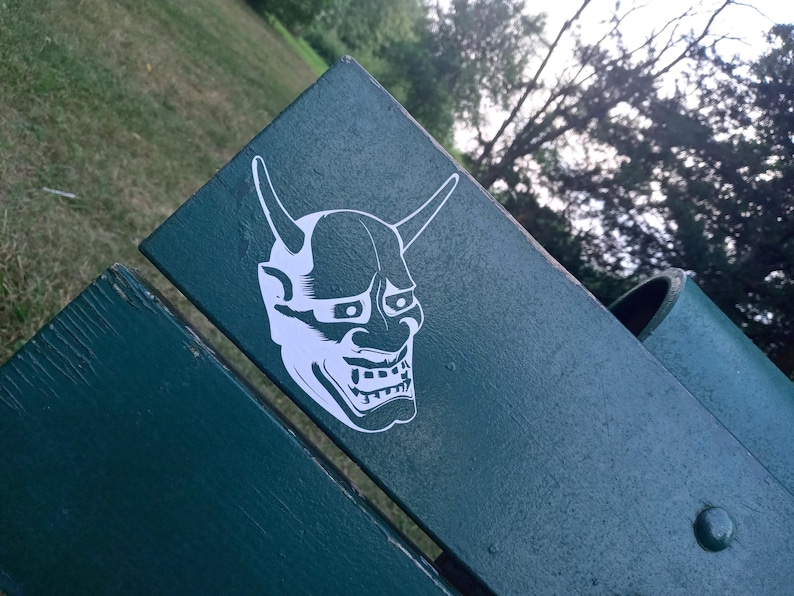 Oni Mask Decal, Oni Demon Mask Sticker, Bumper Sticker, Laptop Sticker ...