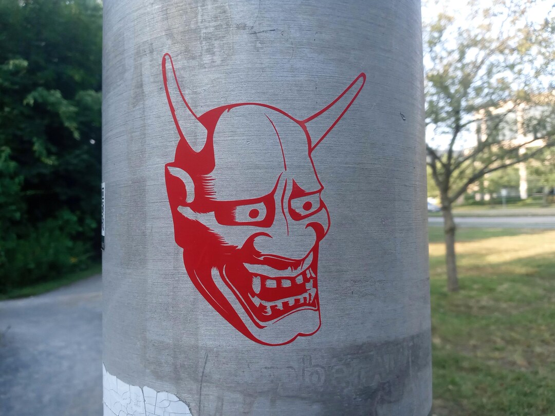 Oni Mask Decal, Oni Demon Mask Sticker, Bumper Sticker, Laptop Sticker ...