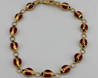 14K Yellow Gold Ladybug Bracelet (7 Inches) *VINTAGE* - Etsy