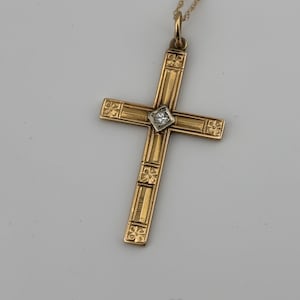 14k Yellow Gold Cross Pendant/necklace - Etsy