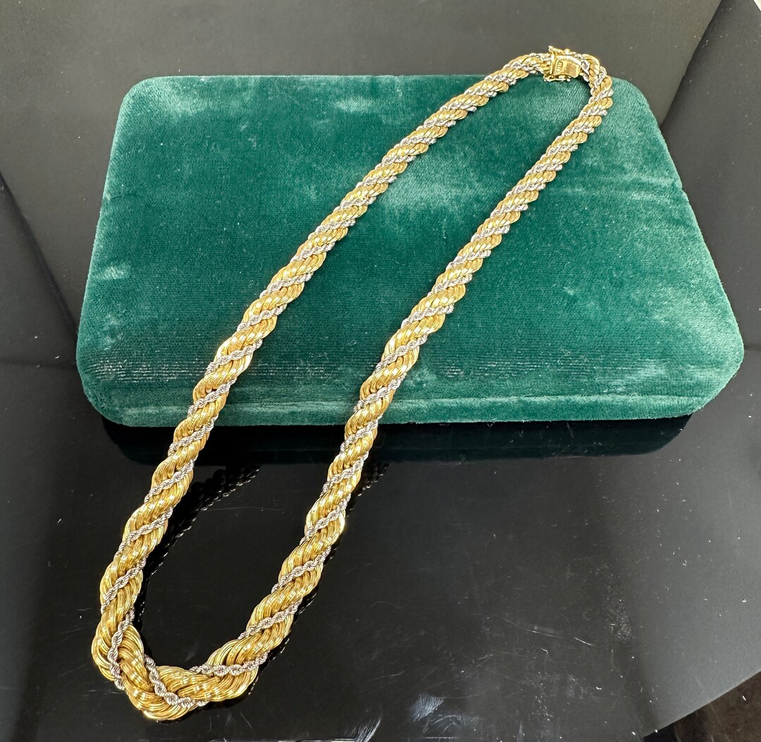 18k GOLD Chunky Rope 2 Tone Chain/necklace - Etsy