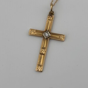 14k Yellow Gold Cross Pendant/necklace - Etsy