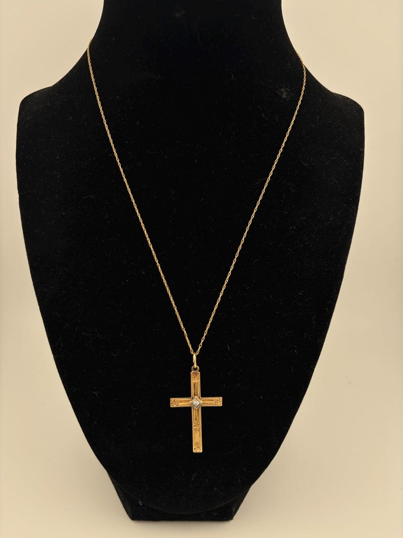 14k Yellow Gold Cross Pendant/necklace - Etsy
