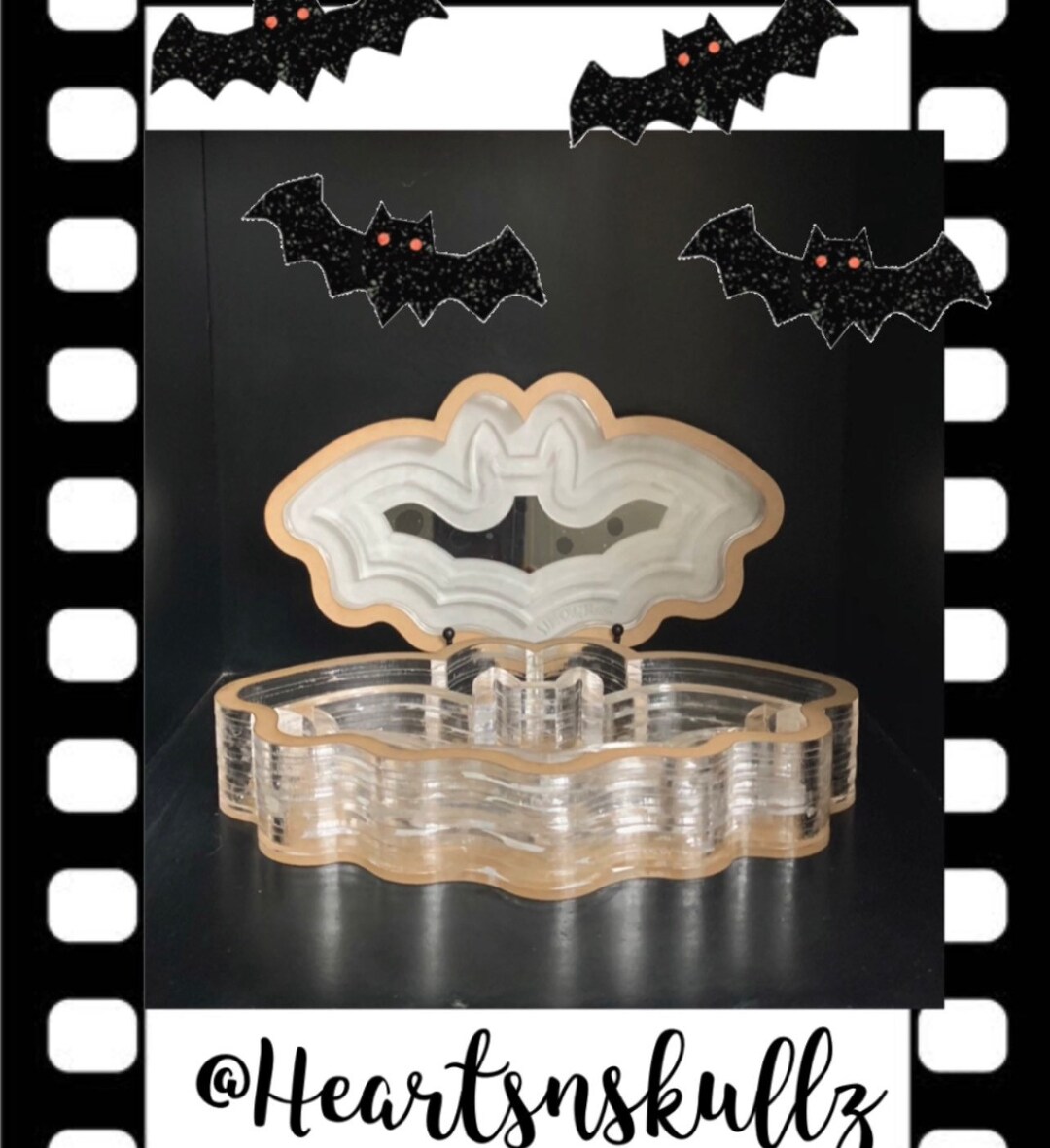 Bat Box Resin Mold - Exclusive 2 Piece Bat Box & Lid Mold - Trinket Bat ...