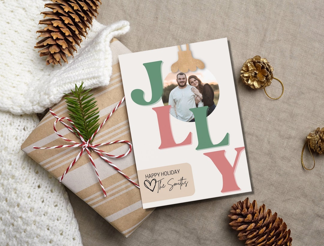 Be Jolly Christmas Card Template Canva Template Holiday Card Family ...