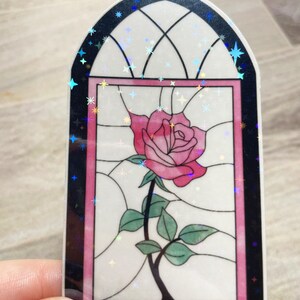 Stained Glass Rose Window Holographic Sticker - Etsy
