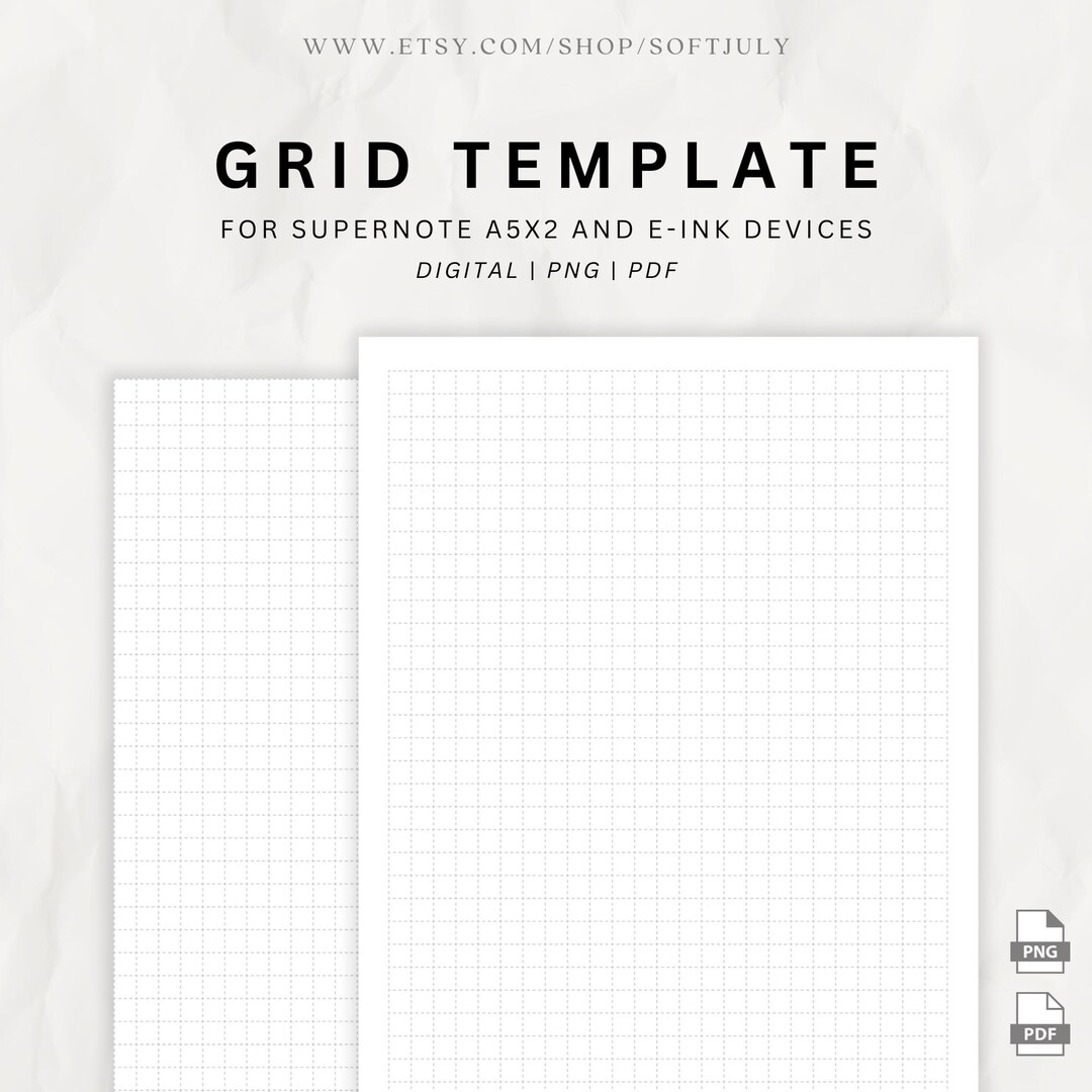 Supernote A5X2 Grid Template | Minimalist E-ink Journal (PDF PNG) - Etsy