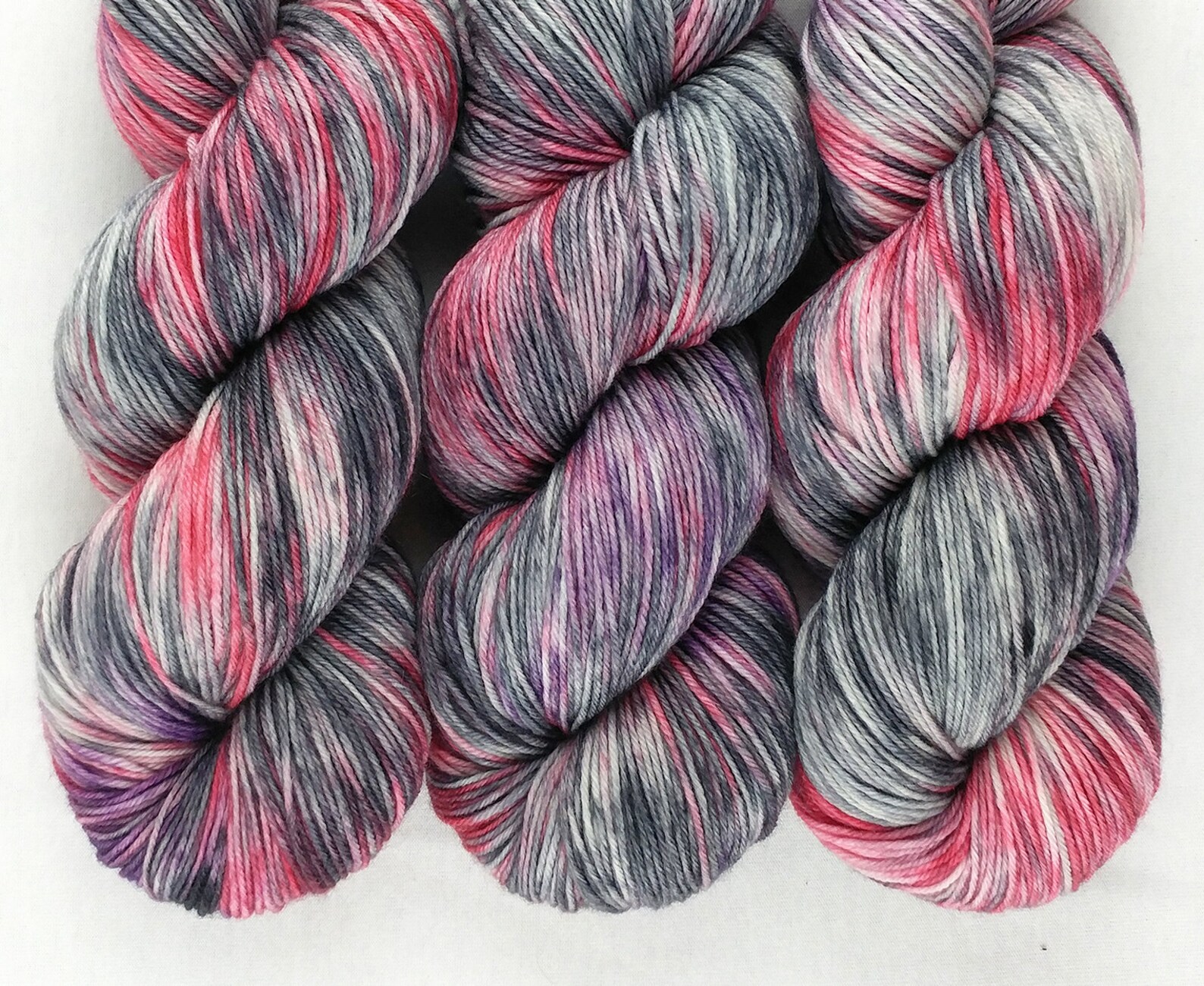 Draft No. 63 - Gray, Purple, Pink Variegated Hand Dyed Yarn - Fingering ...