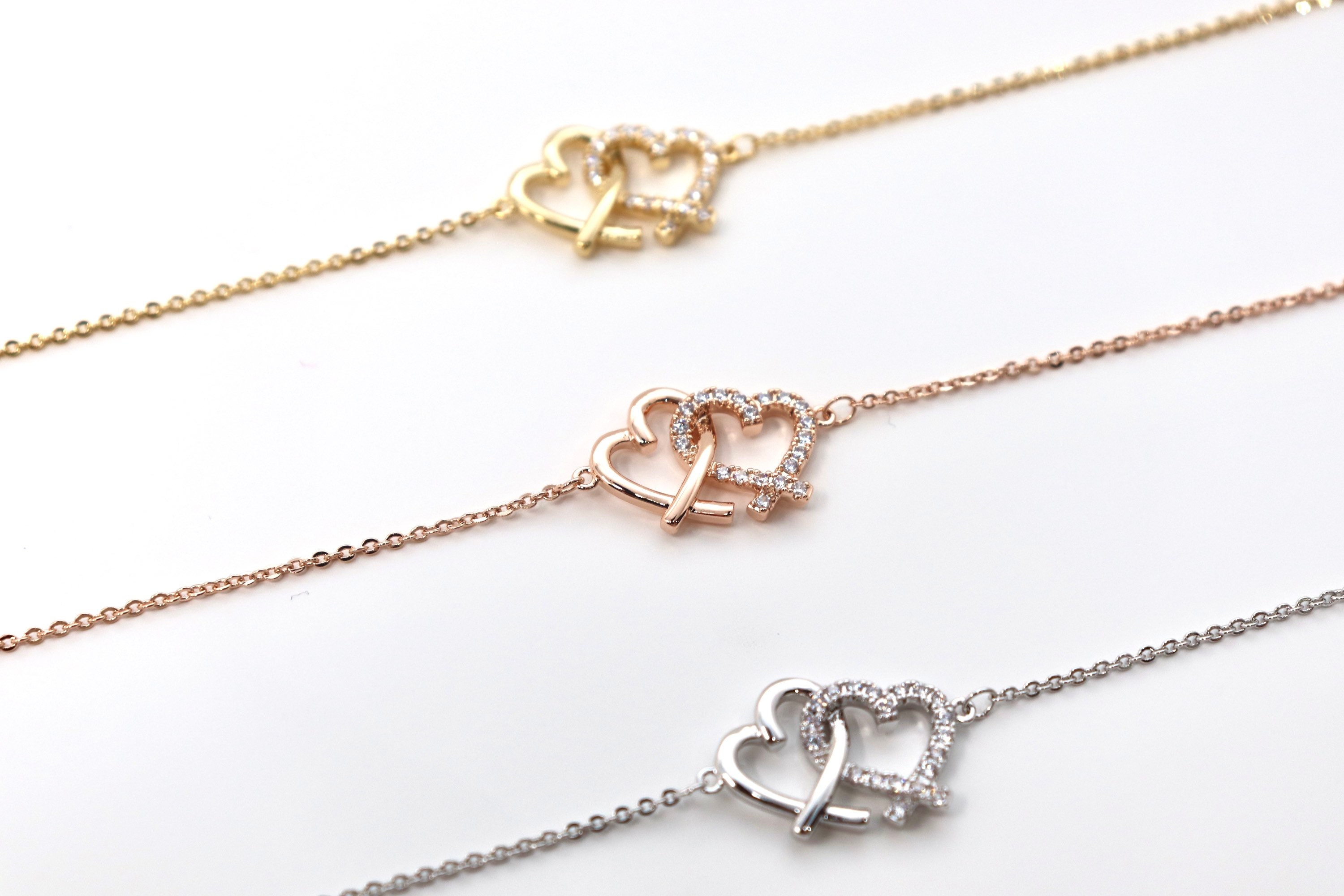 Intertwined Heart Necklace Personalized Necklace | Etsy