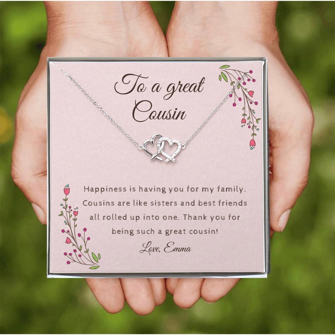 Double Heart Necklace Cousin Gift, Best Cousin Gift, Meaningful Jewelry ...