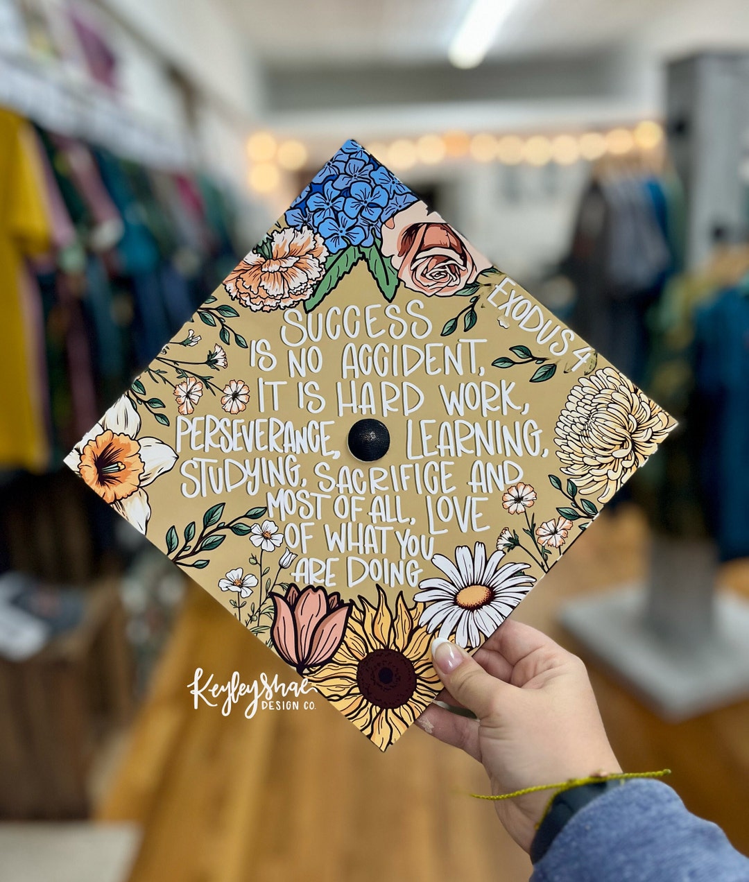 Graduation Cap Topper - Vintage Flowers - Birth Flowers - Customizable ...