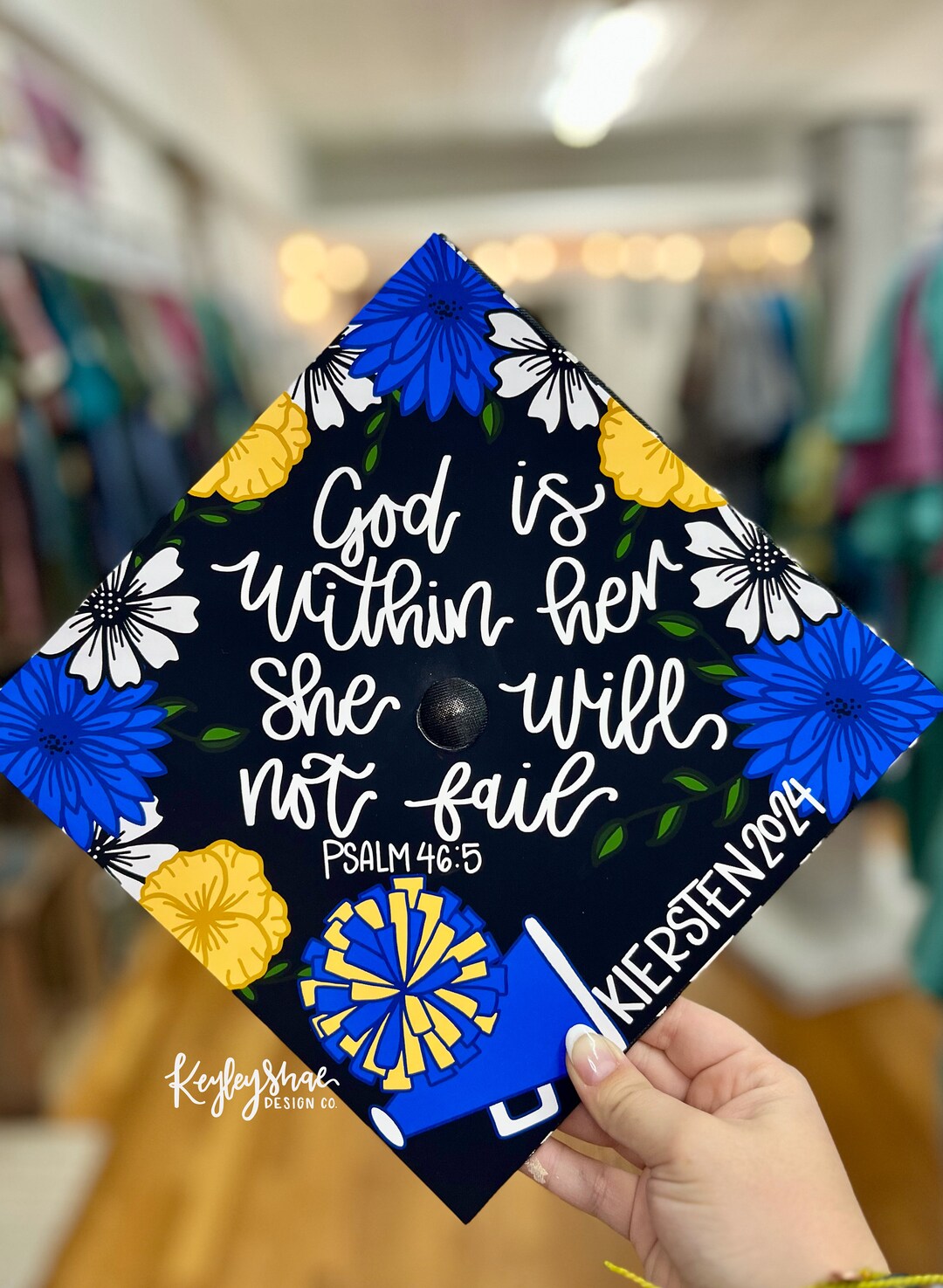 Graduation Cap Topper - Cheer - Bible Verse - Flowers - Customizable ...