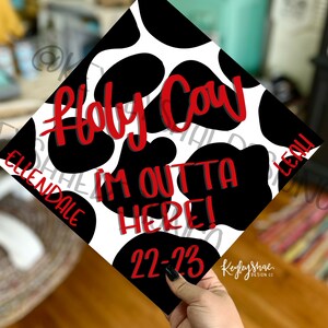 Graduation Cap Topper - Holy Cow - Cow Print - Customizable ...