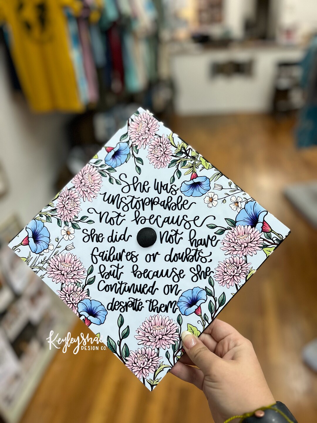 Graduation Cap Topper - Flowers - Blue Flowers - College - High School ...