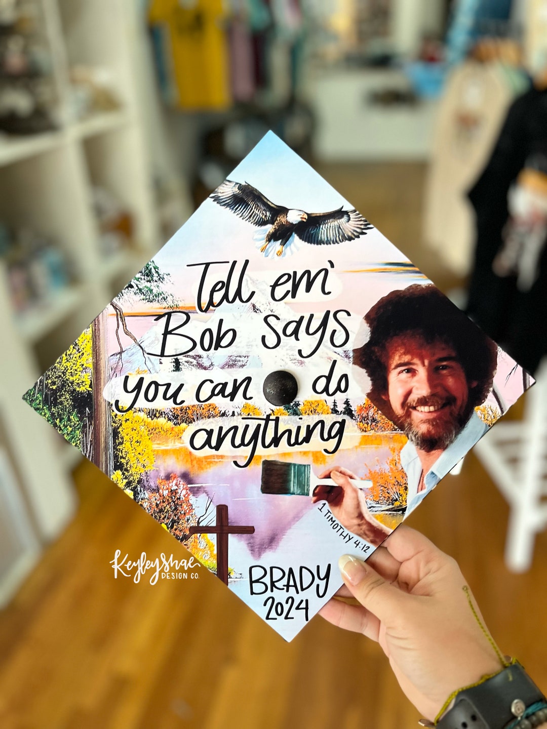 Graduation Cap Topper - Bob Ross - Customizable - Personlizable ...