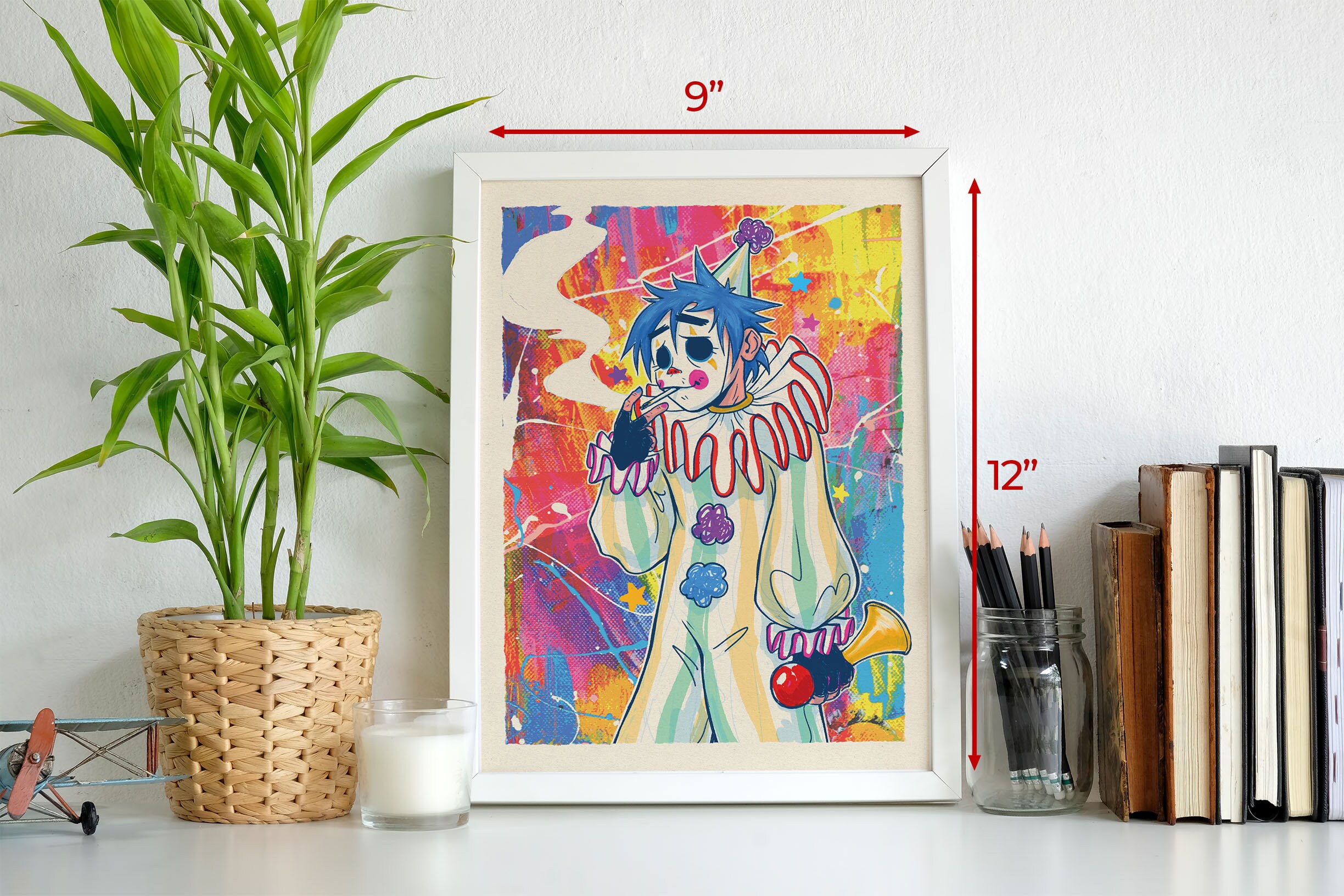 Gorillaz/2d Clown Poster 9x12 Made to Order Print - Etsy