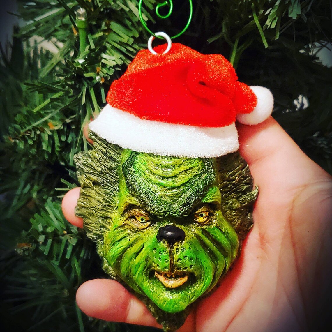 The Grinch Inspired Large Resin Christmas Tree Ornament With - Etsy