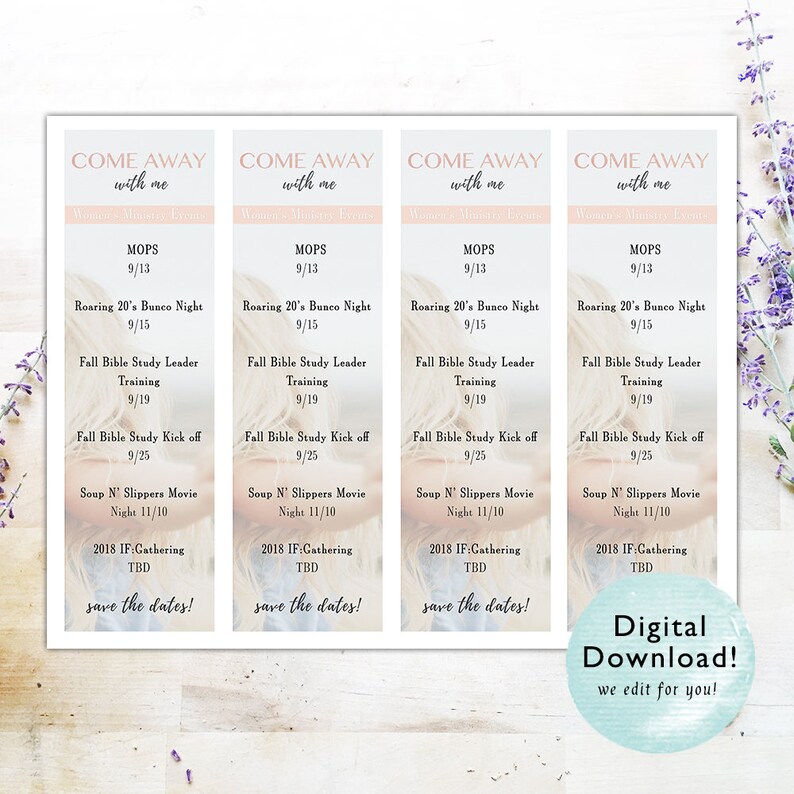 PRINTABLE BOOKMARKS / Event Bookmarks / Save the Date / Church Event ...