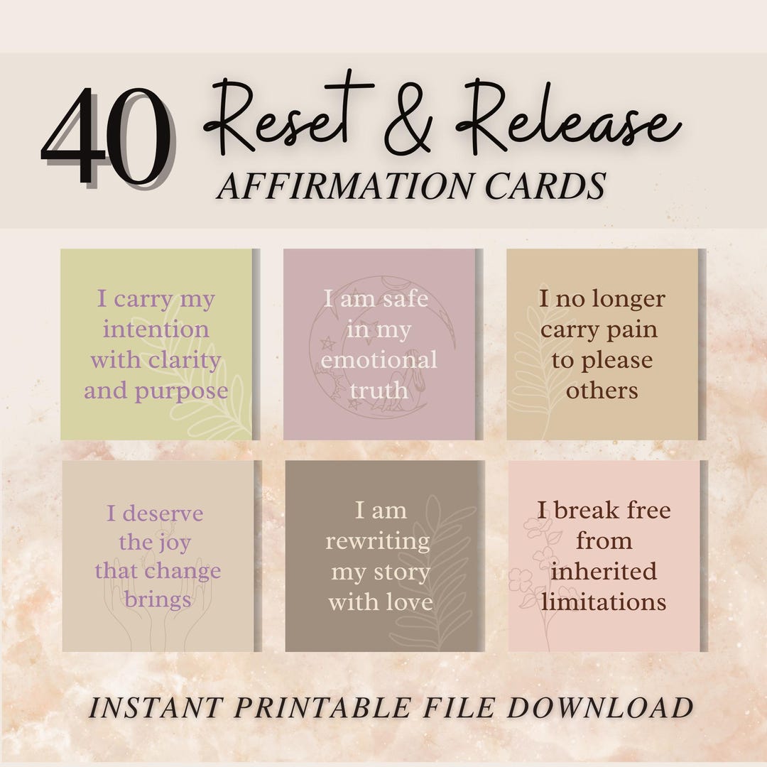 Printable Affirmation Cards for Healing Shadow Work, 40 PNG Daily Self ...