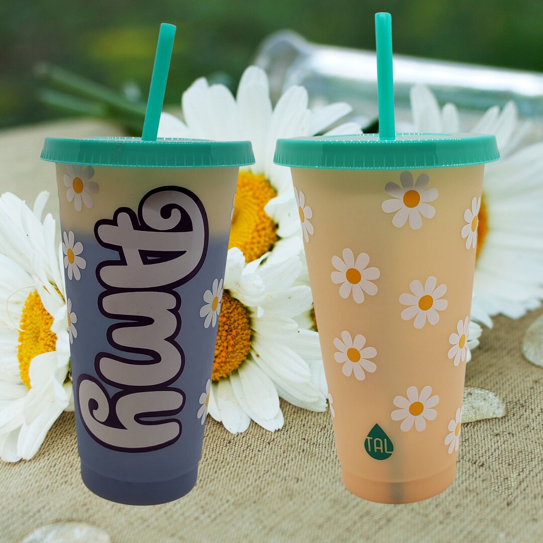 Custom Daisy Color Change 24 Oz Cold Cup Custom Name Cold Cup Spring ...