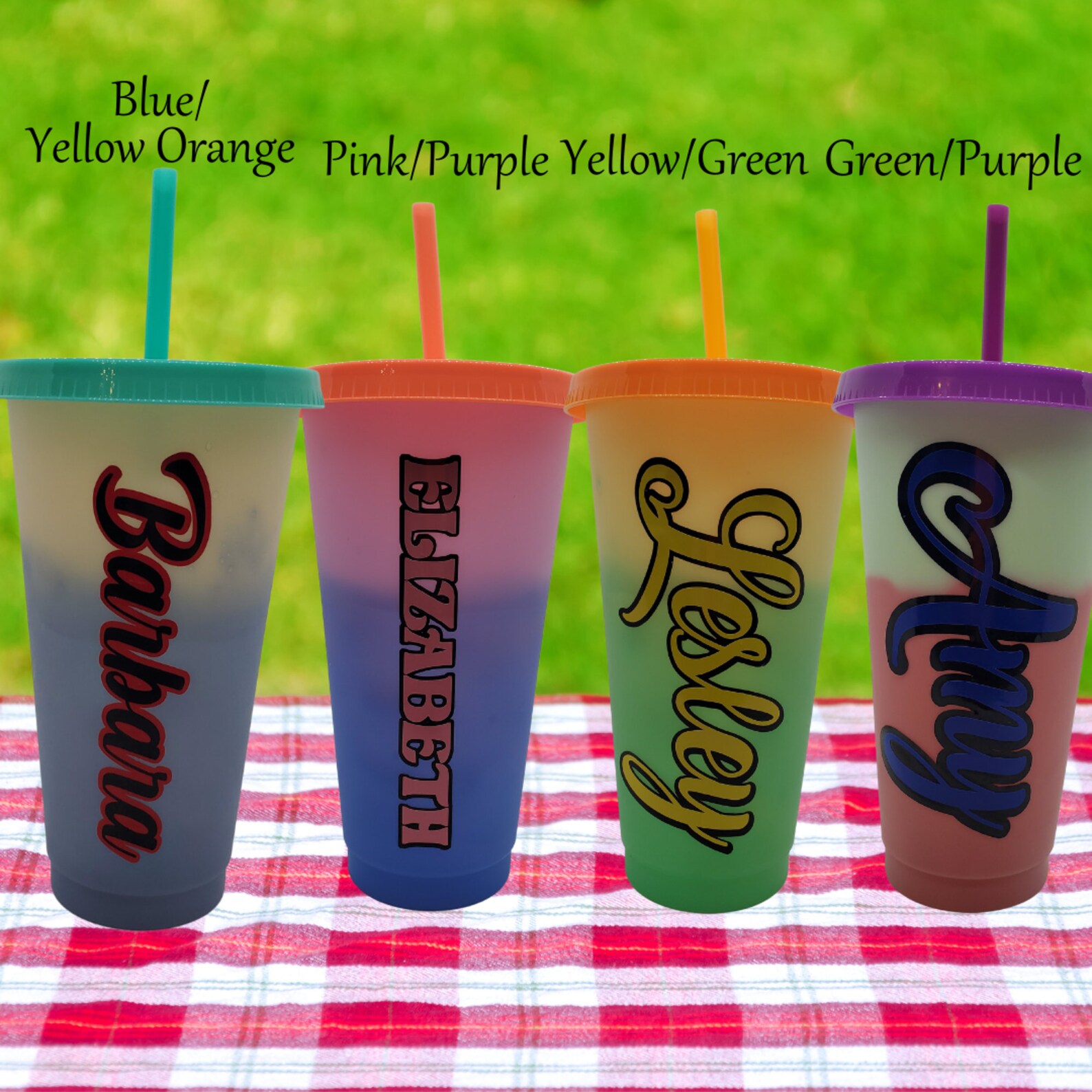 Custom Name 24oz Color Change Tumbler with Lid and Straw BPA | Etsy