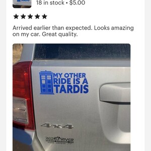 My Other Ride is A Tardis Vinyl Decal | Tardis Bumper Sticker | Dr Who ...