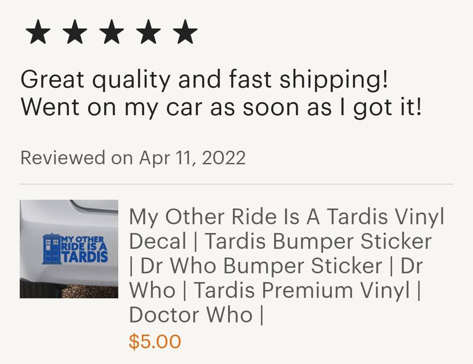 My Other Ride is A Tardis Vinyl Decal Tardis Bumper Sticker - Etsy