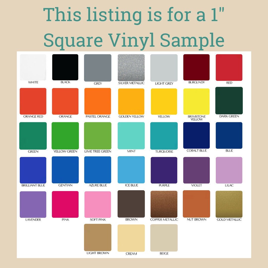 1" Square Vinyl Sample, Physical Vinyl Sample, Choose Your Color ...