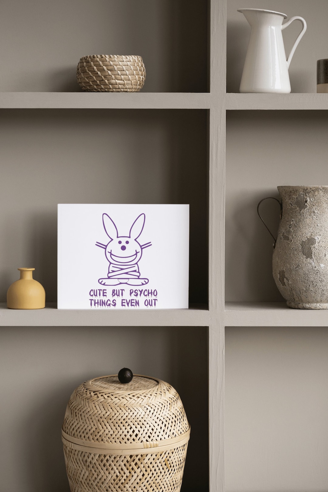 Cute but Psycho Things Even Out Vinyl Decal, Sarcastic Bunny, Happy ...
