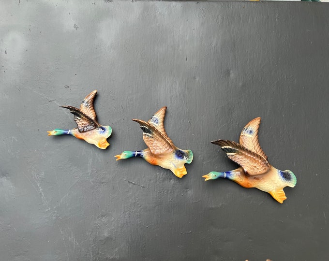 Jema Holland Flying Ducks (set of 3) Mid Century Porcelain Graduated ...
