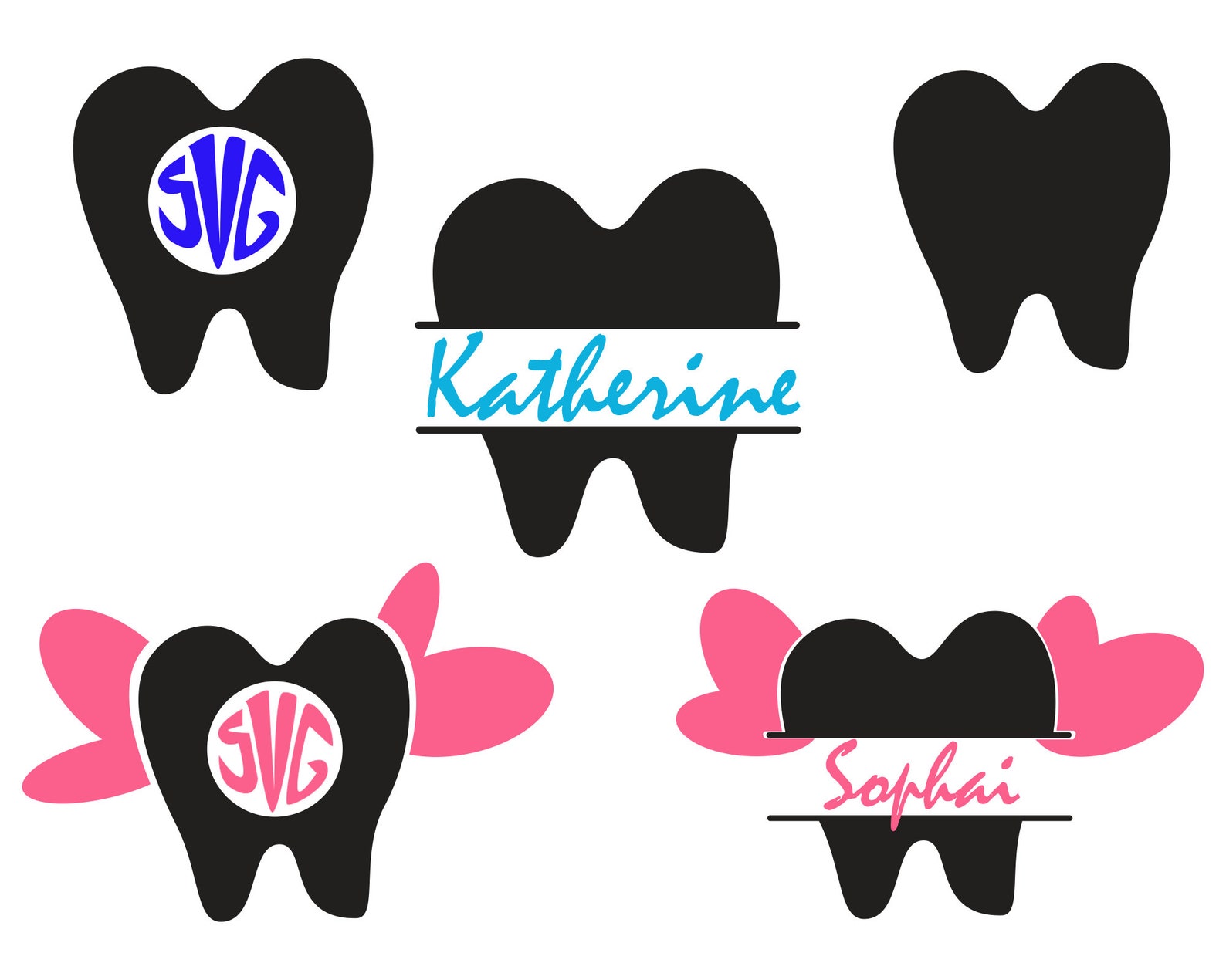 Tooth Fairy Svg Tooth Monogram Svg Dental Monogram Frame Set - Etsy