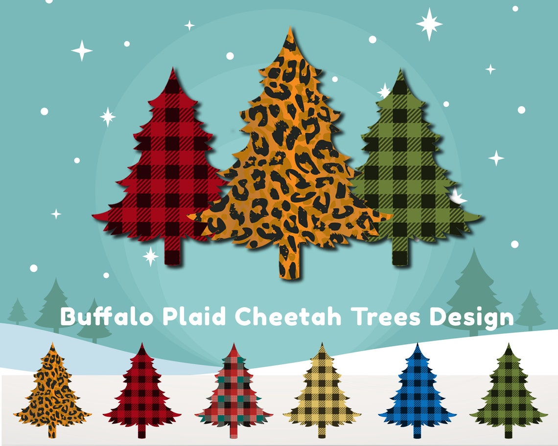 Buffalo Plaid Cheetah Tree Svg Bundle Merry Christmas Svg - Etsy