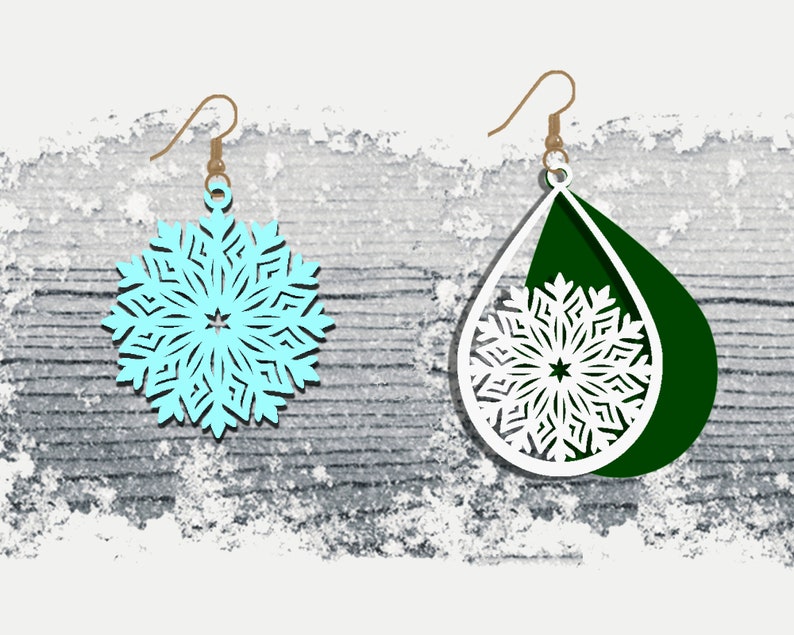 Snowflake earring svg Tear drop earrings SVG Christmas | Etsy