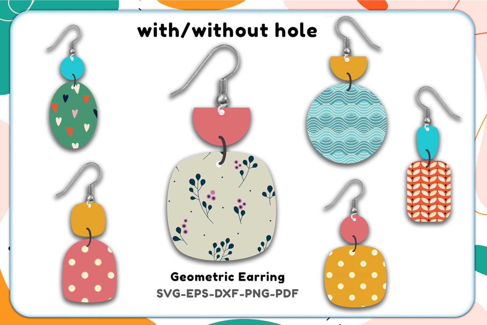 Geometric Earring Svgwith Hole Handcrafted Jewellery Cut Files Drop ...