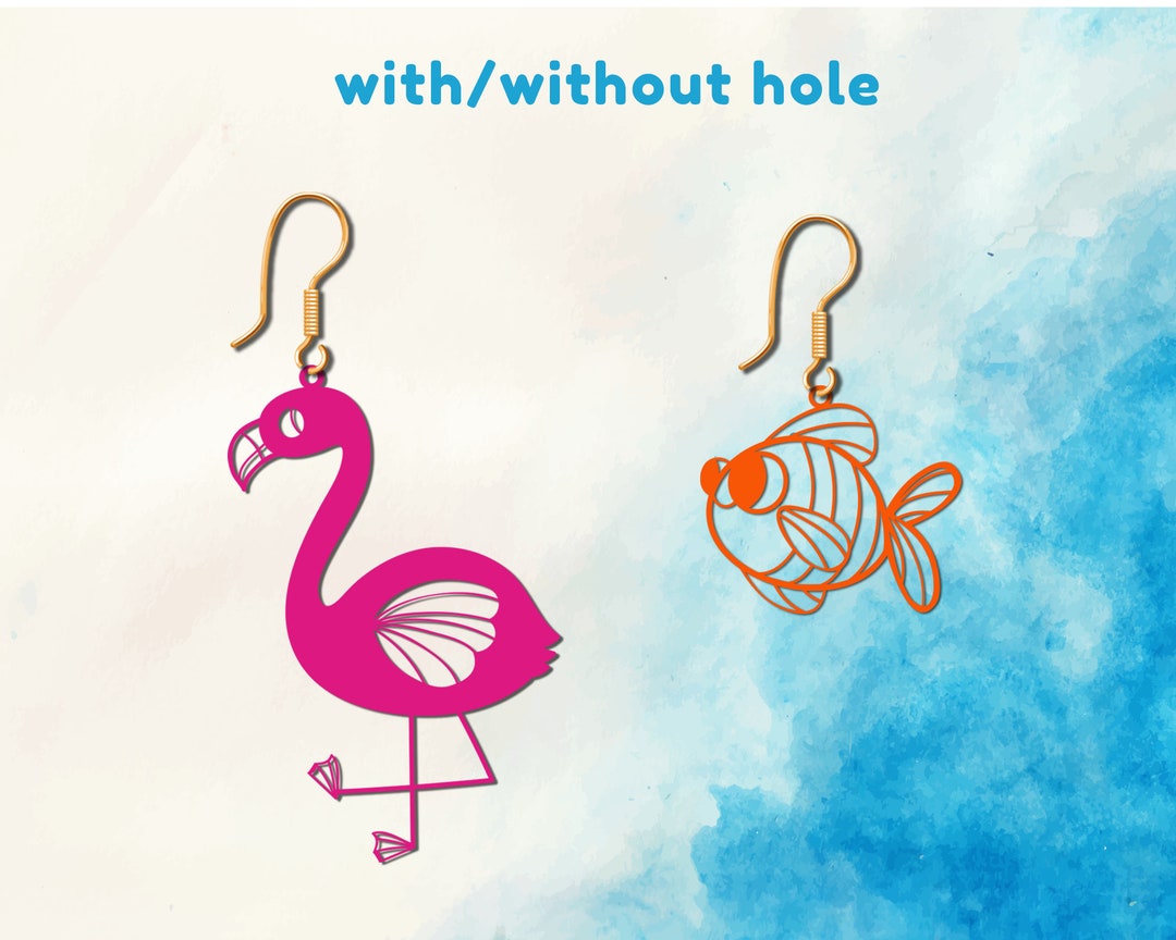 Flamingo Earring Svg Sea Earrings Svg Cute Flamingo Dangles Svg Beach Earring Svg , Colorful ...