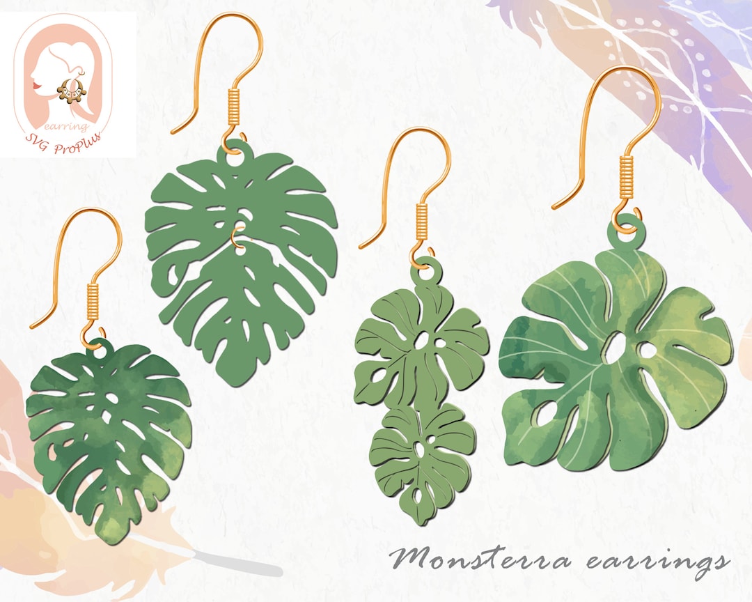 Monstera Earring Svg ,monstera 2 Part,monstera Leaf Earring Svg ,laser ...