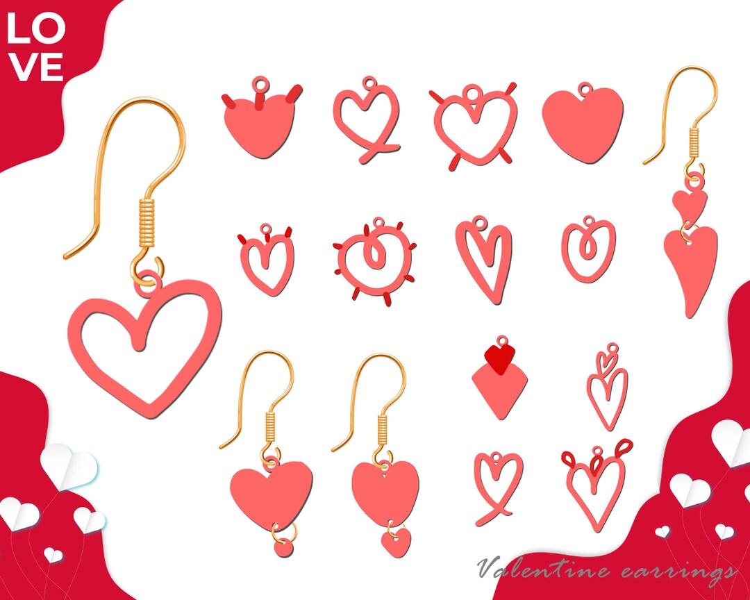 Heart Earring Svg, Valentine's Day,valentine Earring Svg,stacked ...