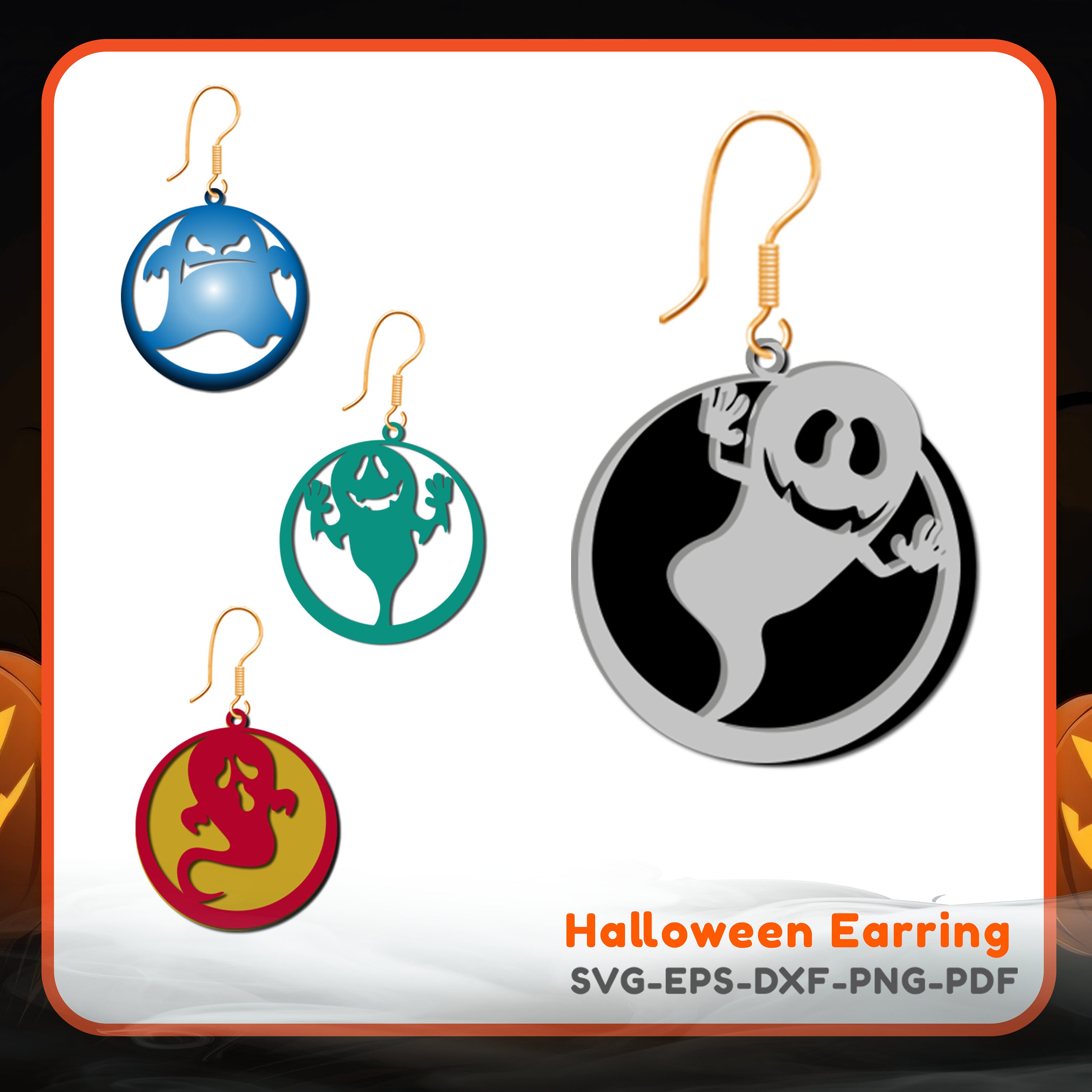 Ghost Svg Earring Halloween Earring Svg Halloween Svg Bundle - Etsy