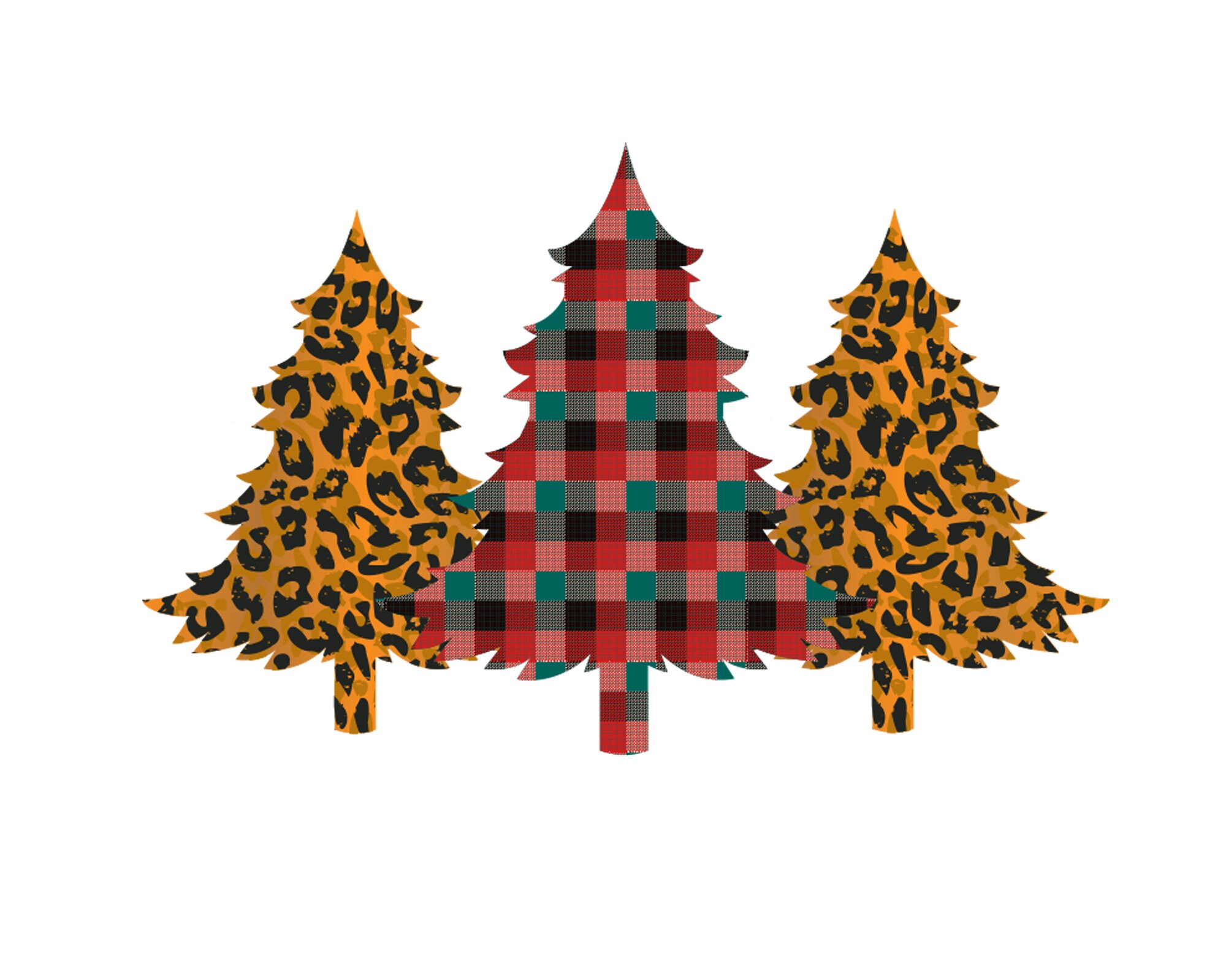 Buffalo Plaid Cheetah Tree Svg Bundle Merry Christmas Svg - Etsy