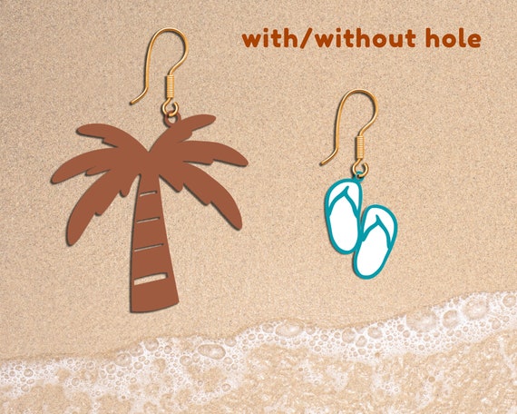 Beach Earring Svg Flip Flop Earring Sea Svg Coconut Tree Svg - Etsy